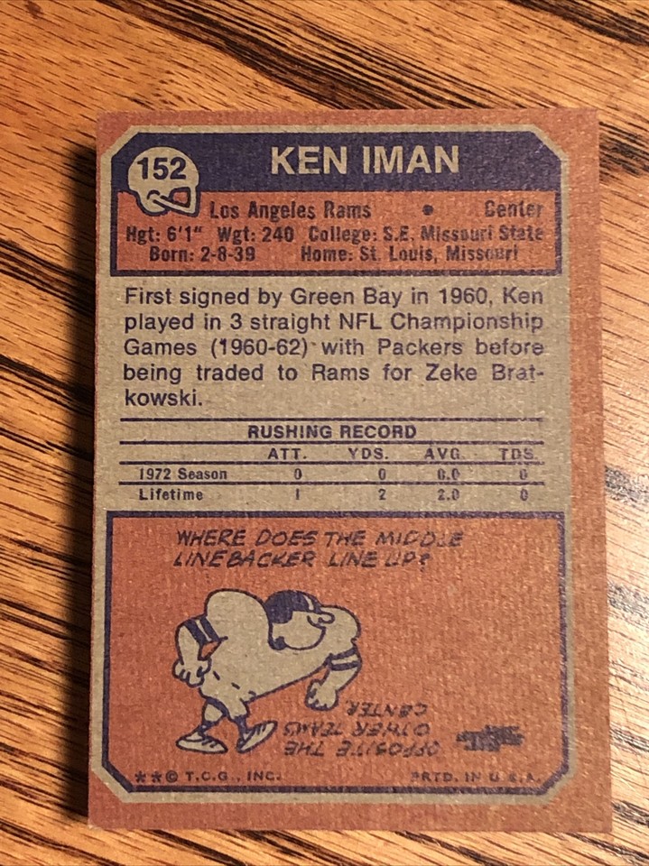 1973 TOPPS KEN IMAN #152 LOS ANGELES RAMS FOOTBALL CARD | eBay