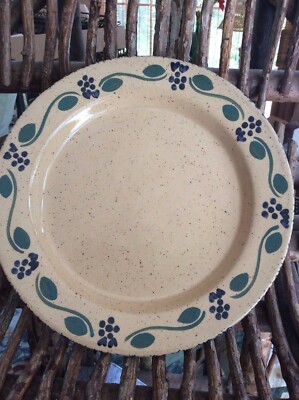 THREE RIVERS POTTERY - 10" PLATE(APPROX) - HEARTS W/ BLUE FLOWERS | eBay