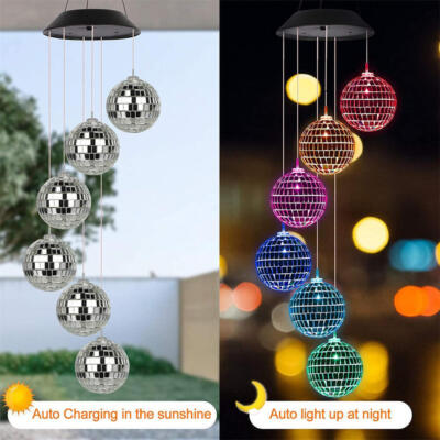 NEW LED Disco Ball Wind Chime Lights Solar Powered Color-Changing ...