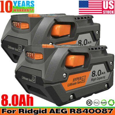 2pack Battery for Ridgid 18V R840085 8.0Ah Lithium-ion Battery 18V ...