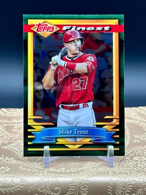 2021 Topps Finest Flashbacks Mike Trout Green Border - Angels #36 | eBay