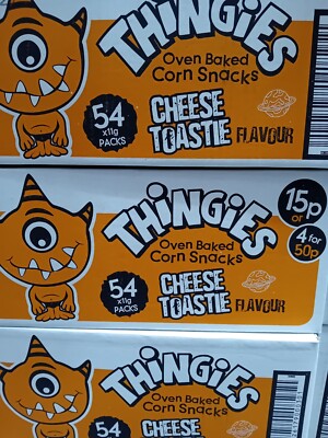 FULL CASE 54 PACKETS OF THINGIES CHEESE TOASTIE FLAVOUR CRISPS CORN ...