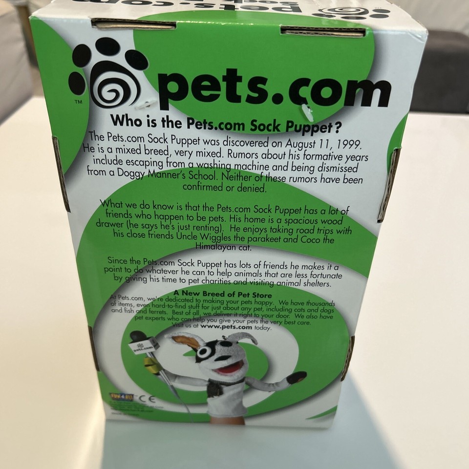 Vintage Pets.com Sock Puppet with Microphone Cotton Cloth spot eye ...