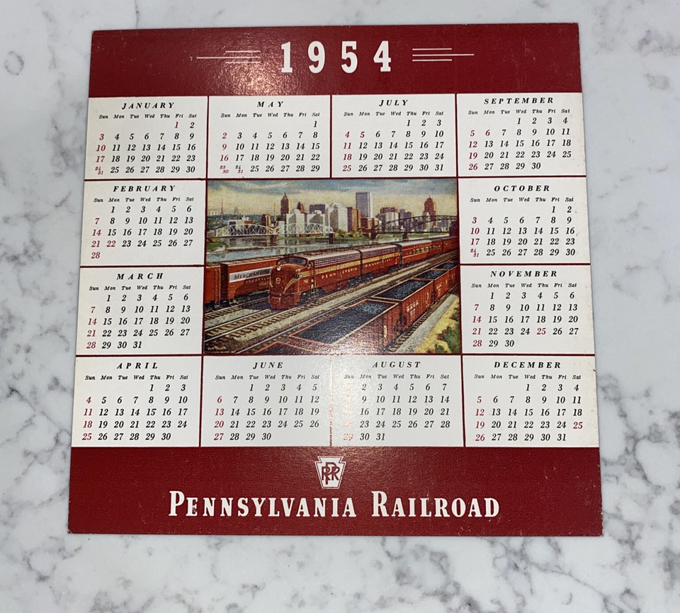 1954 PRR / P.R.R. PENNSYLVANIA RAILROAD ADVERTISING CALENDAR | eBay