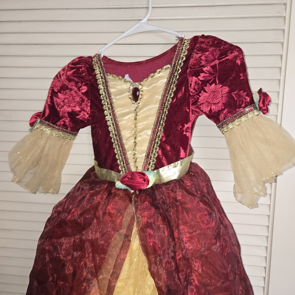 DISNEY STORE DELUXE PRINCESS BELLE INTERACTIVE COSTUME DRESS GOWN SIZE ...