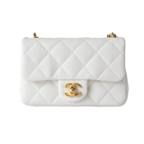 Chanel Quilted Mini 24P Sweetheart Flap Bag Gold Hardware White | eBay