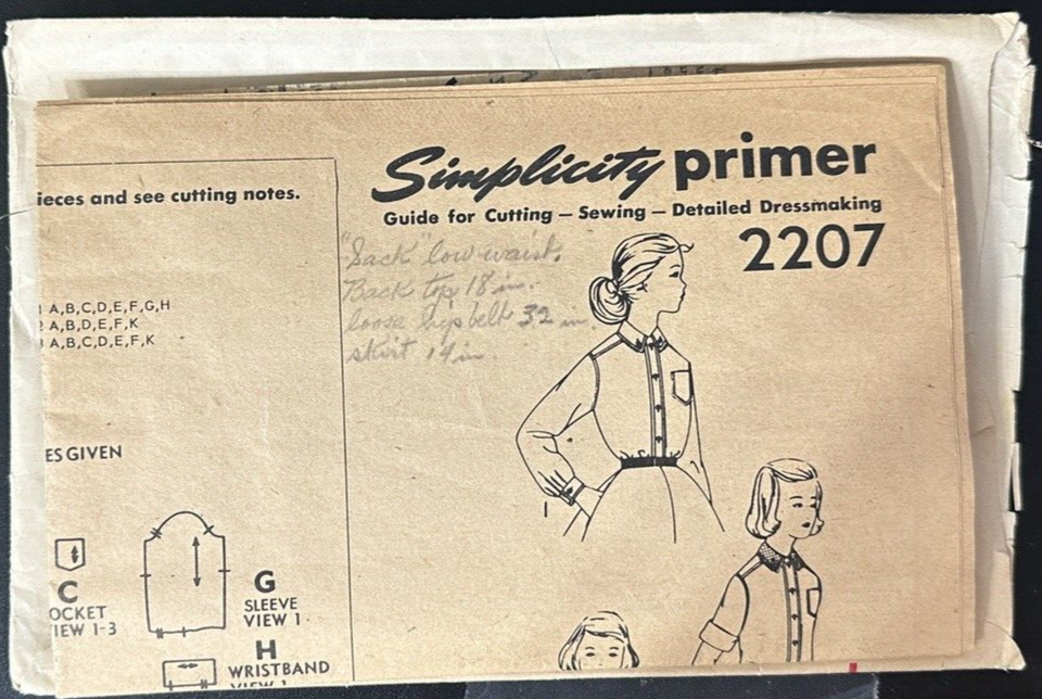 Child's Girls Blouse Pattern Transfer Simplicity 2207 1950's Vintage ...