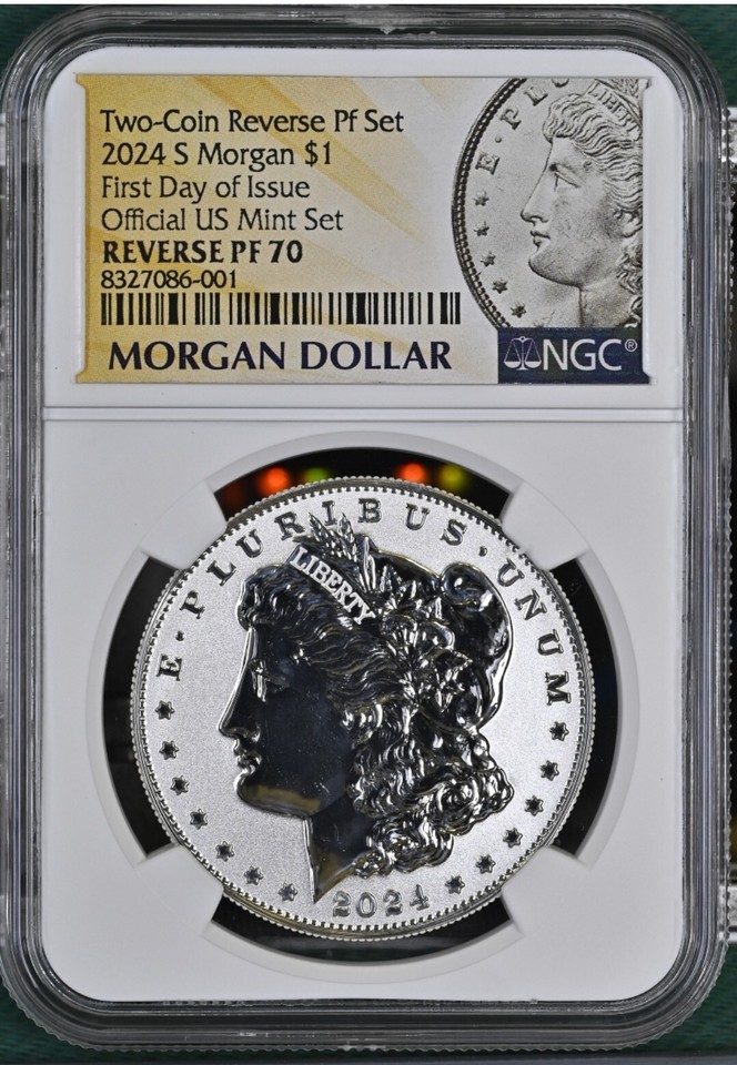 2024 Morgan & Peace Silver Dollar Reverse Proof PF70 First Day Issue ...