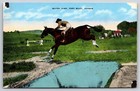 Military~Horse Jumping Over Water Scene @ Fort Riley Kansas~Vintage ...