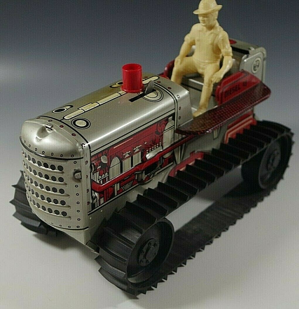 1950's MARX CLIMBING TRACTOR SPARKLING TRACTOR BLADE HIGHBOY WINDUP TOY ...