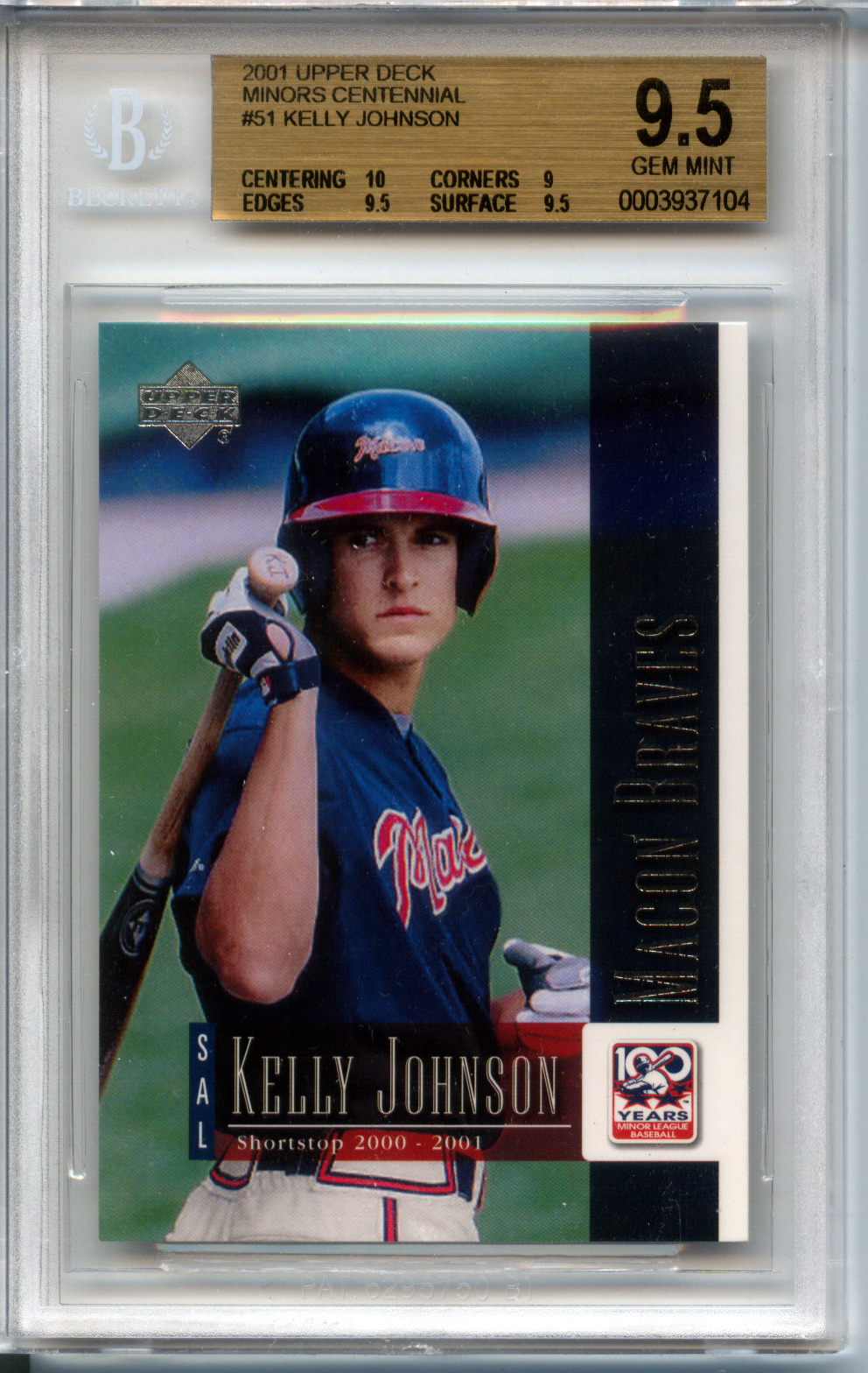 KELLY JOHNSON Braves 2001 Upper Deck minors rookie BGS 9.5 graded GEM ...