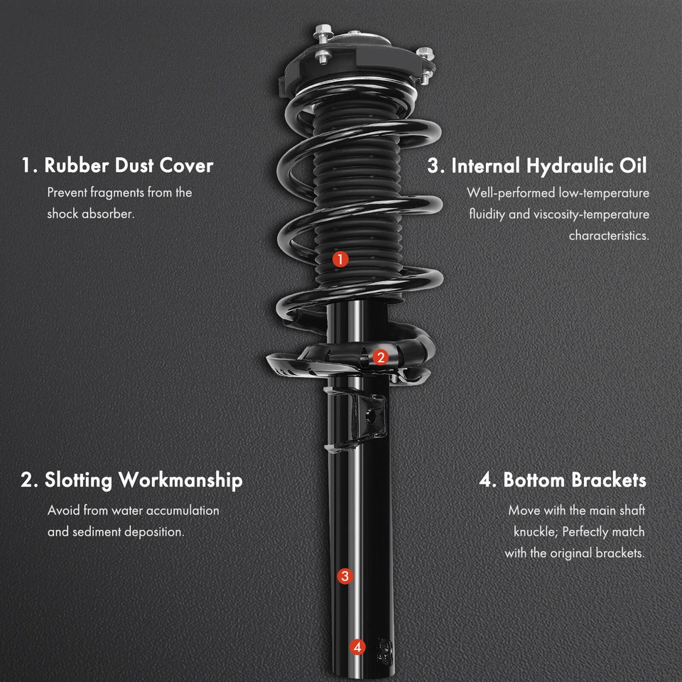 2x Front Complete Strut & Coil Spring Assembly for Volkswagen CC 2009 ...