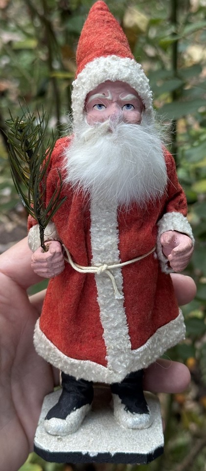 Early Antique Santa Red Coat 8”German Santa Candy Container Red Long ...