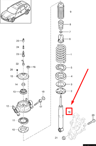 PORSCHE CAYENNE 92A Rear Shock Absorber 958.333.051.00 95833305100 NEW ...