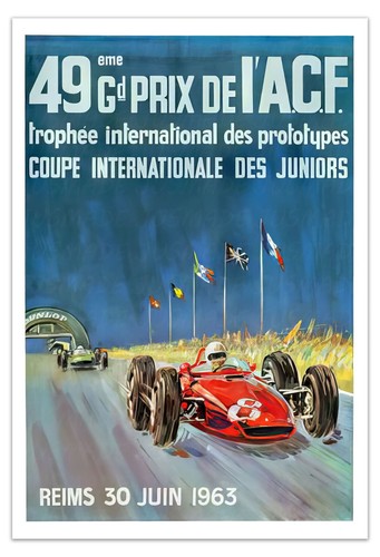 1963 Grand Prix, Reims, France (French) Racing Car Poster -Unframed ...