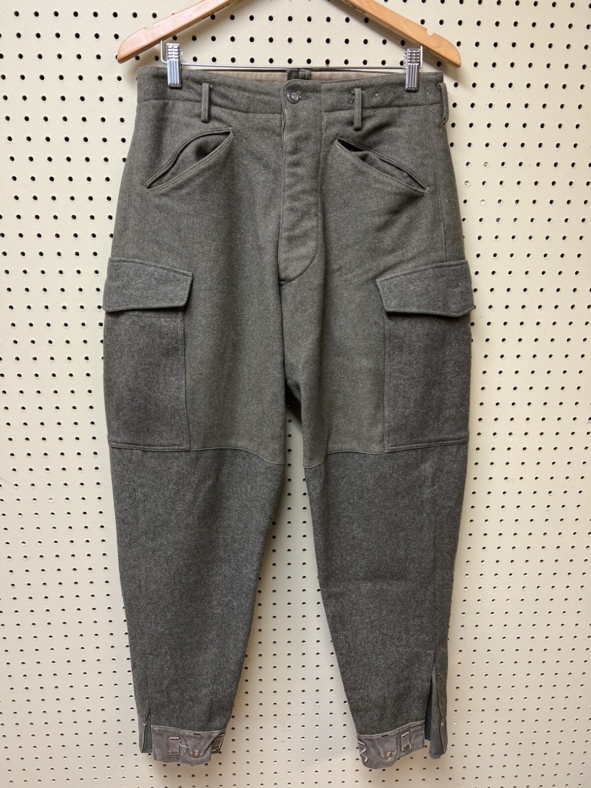 Vintage 31x32 1940’s Swedish Military Wool Cargo Pants No Cuff Straps ...