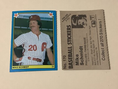 Mike Schmidt 1983 Fleer Sticker #170 NRMT To Nrmt/mint | eBay