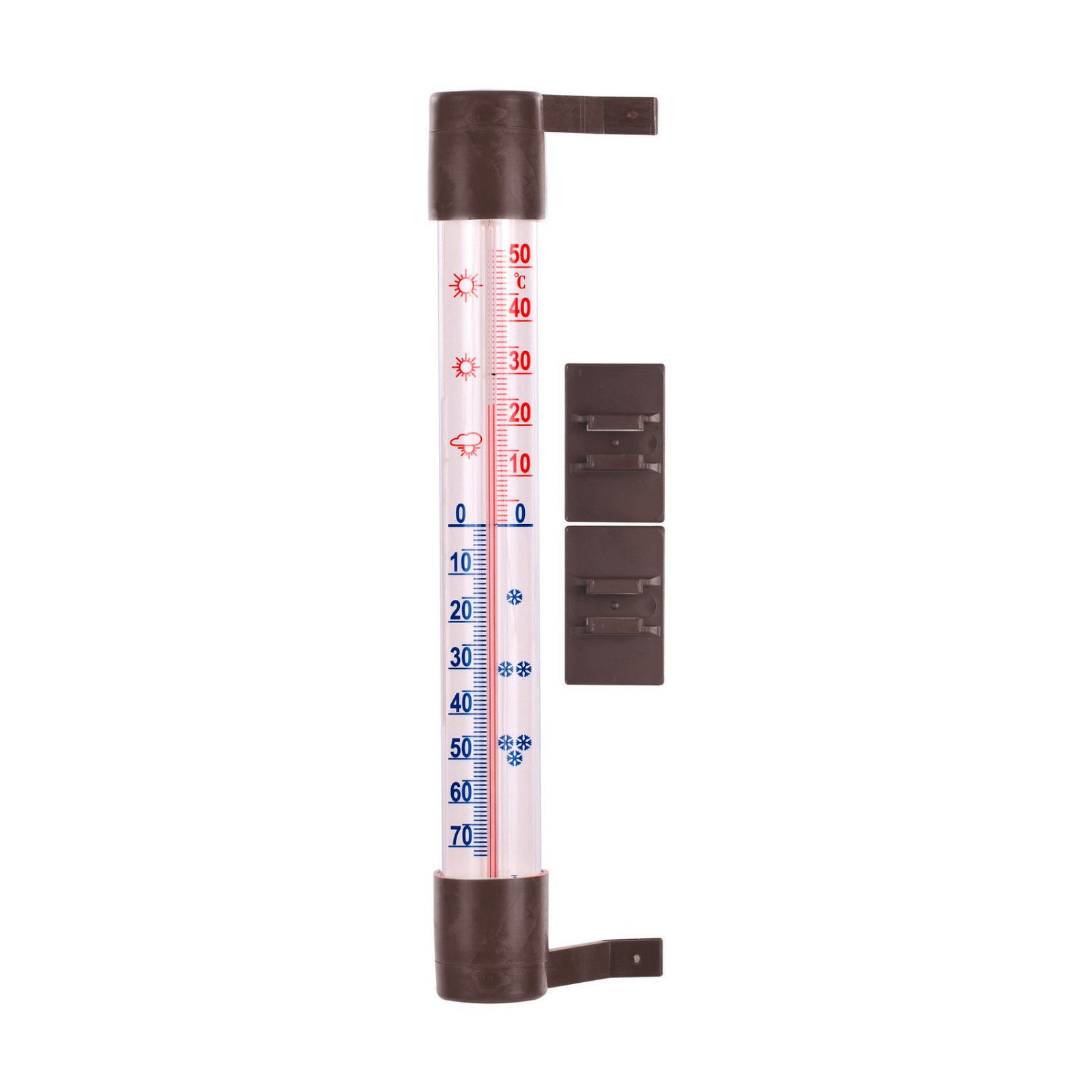 WALL/WINDOW HUNG GLASS THERMOMETER WEATHER STATION INDOOR OUTDOOR ...