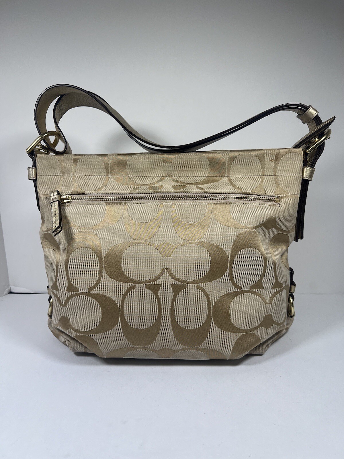 Coach Soho Signature Duffle Shoulder Bag F15067 Tan/G… - Gem