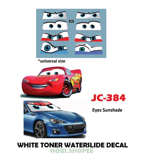JC-9384 White Toner Waterslide Decals EYES SUNSHADE , 1:64 Hot Wheels ...