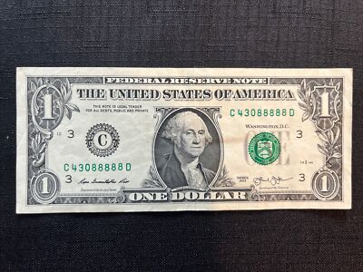 FANCY SERIAL NUMBER NOTE $1 5x 8’s See Photos | eBay