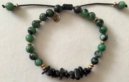 LOLA ROSE - Green Ruby Zoisite & Black Agate Chip. Bracelet. Chinese ...