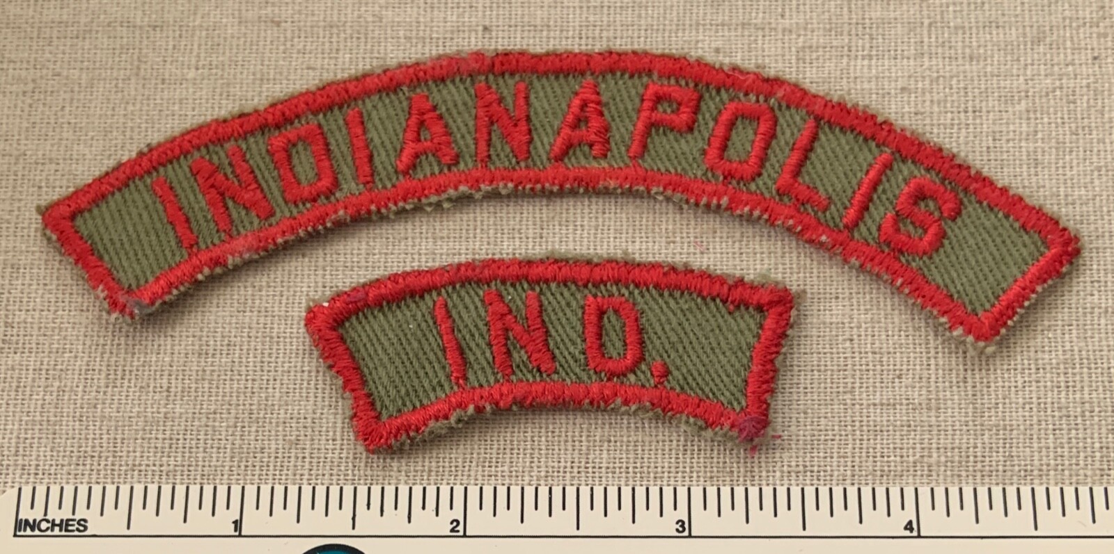 VTG INDIANAPOLIS INDIANA Boy Scout Khaki & Red Community State Strip ...