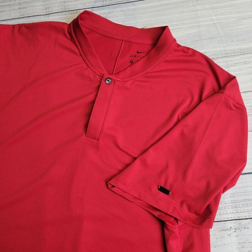 Nike Dri Fit Tiger Woods Polo Shirt Men XL Red Blade Collar Golf ...
