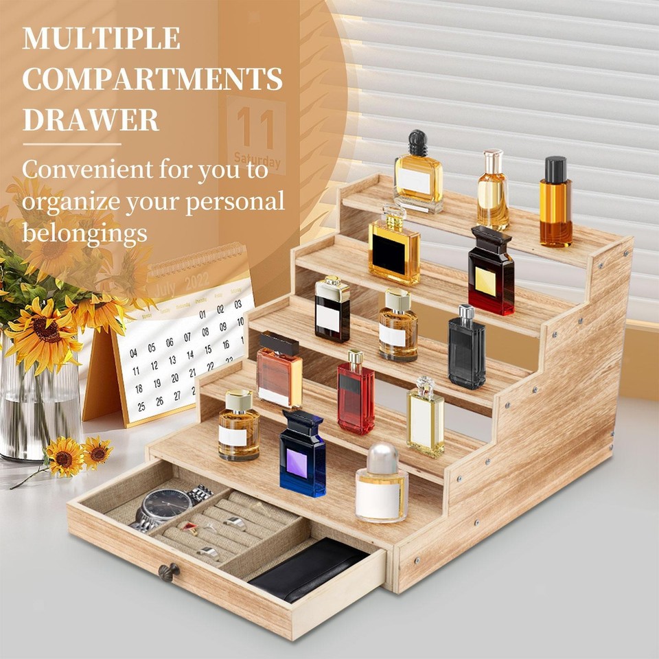 Men's Perfume Organizer Sturdy Practical Wooden Display Riser Stand ...