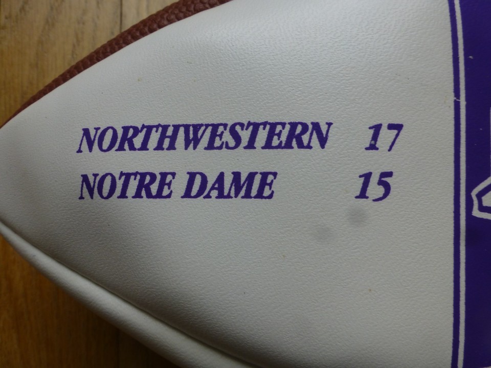 VINTAGE WILSON MODEL 1001 FOOTBALL NORTHWESTERN 17 VS. NOTRE DAME 15 ...