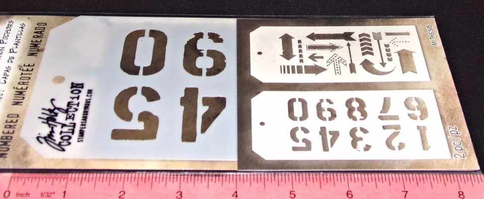 Tim Holtz Stencil Collection Numbers Arrows 2pc Set Stamper Anonymous ...