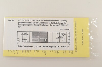 CDS HO St Louis Southwestern SSW 50' Boxcar Dry Transfer Decal - HO-180 ...