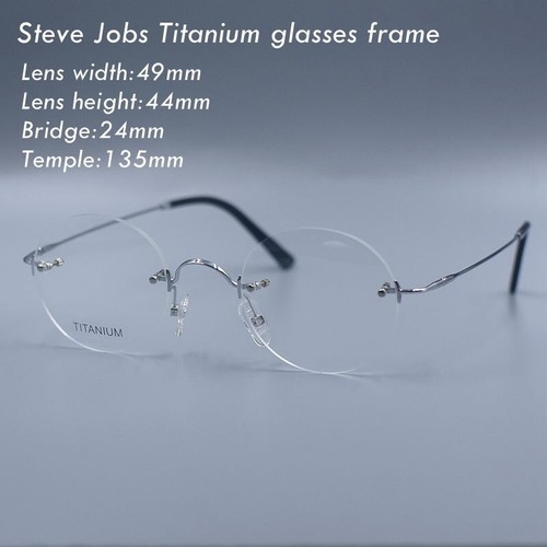 2025 New Titanium glasses Steve Jobs glasses Men Rimless Round ...