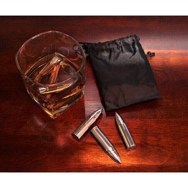 Whiskey Stones Bullets for Bourbon & Scotch Drinks Rocks Metal Gifts ...