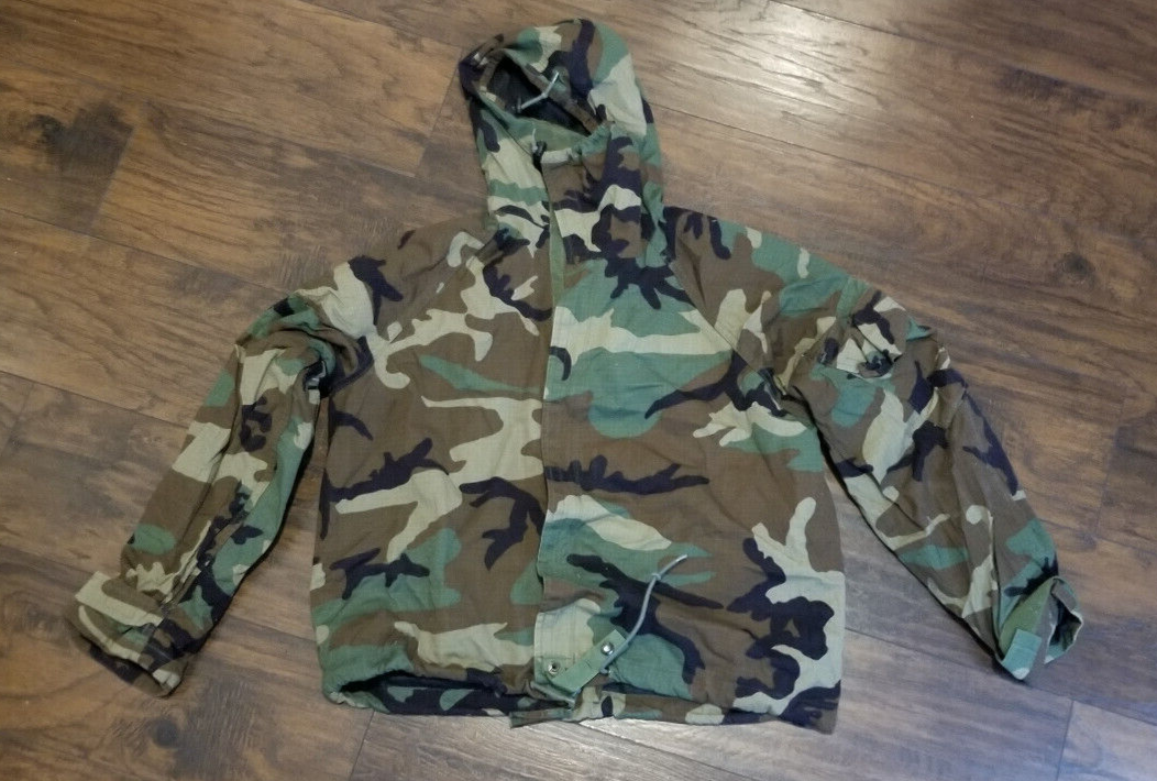 Woodland BDU Chemical Protective Jacket W Hood Overgarment NFR JSLIST ...