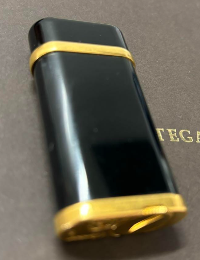 Cartier Composite Oval Gas Lighter Black Gold Ignition OK "No Box ...