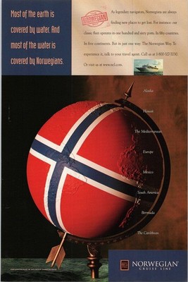1998 Norwegian Cruise Line NCL Vintage Magazine Print Ad Globe Norway ...