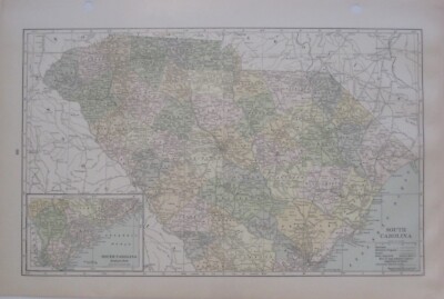 1919 Interurban Electric Railway Map SOUTH CAROLINA Lighthouses Canals ...