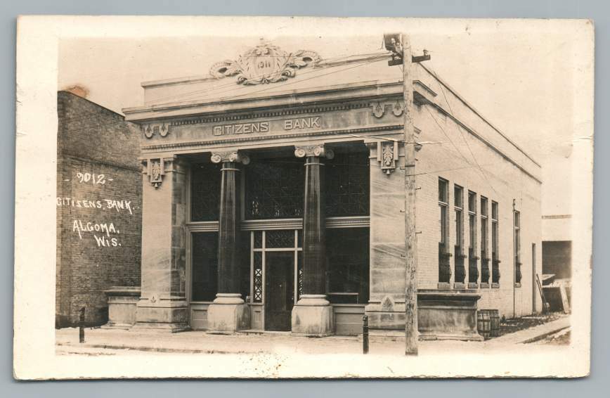 Citizens Bank ALGOMA Wisconsin RPPC Rare Antique Photo Kewaunee County ...