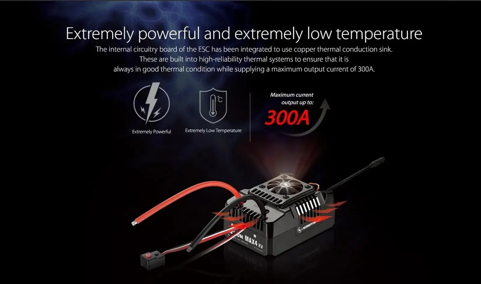 Hobbywing EZRUN MAX4 HV 300A 6-12S ESC 8-12S 4 Pole Brushless Sensored ...