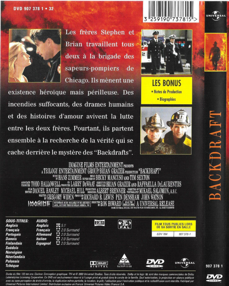 Backdraft (Film) - DVD - Kurt Russell- William Baldwin Robert De Niro ...