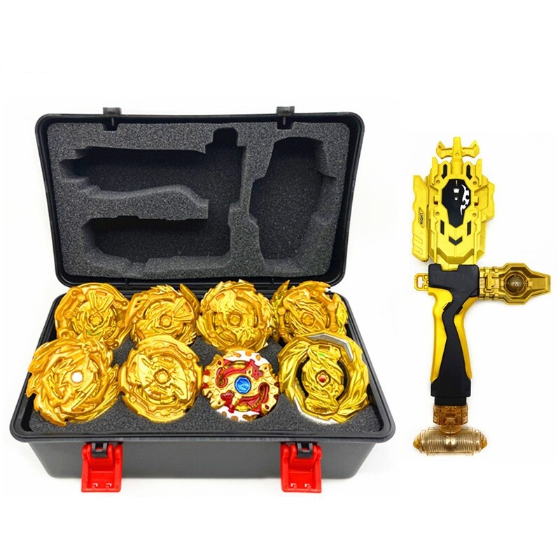 Golden Beyblade 8pcs Set Gyro Burst With Launcher Portable Storage Gift ...