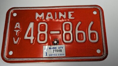 MAINE ATV ALL TERRAIN VEHICLE LICENSE PLATE ATV 48-866 4-WHEELER | eBay