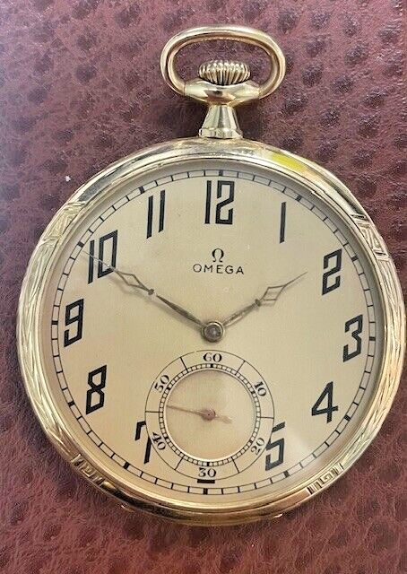OMEGA POCKET WATCH 18K YELLOW GOLD VINTAGE SUB SECOND DIAL | eBay