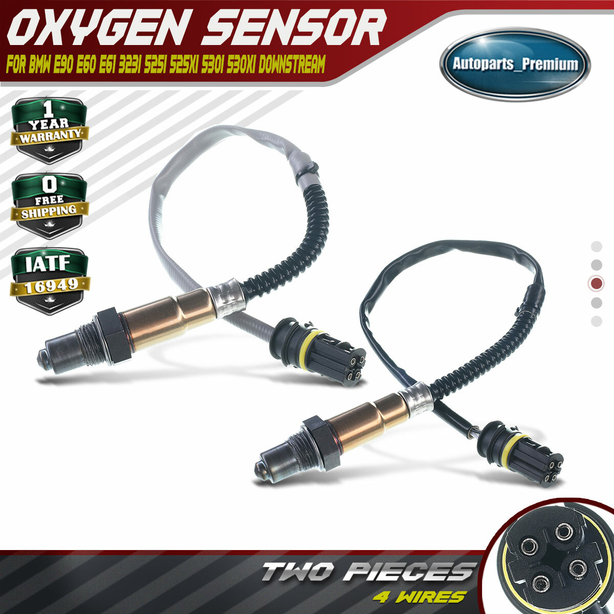 2Pcs Downstream O2 Oxygen Sensors for BMW 323i 2006-2009 525i 525xi ...