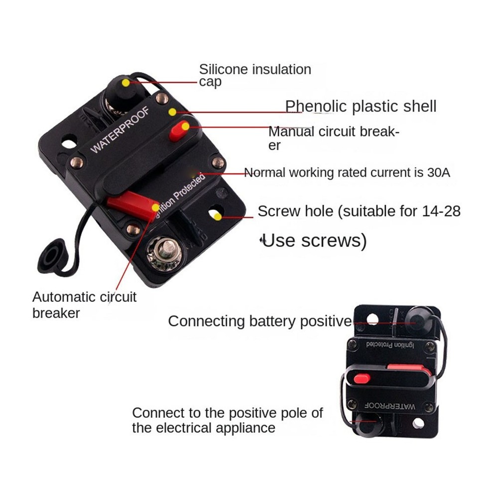 100A Circuit Breaker Fuse Reset 12-24V DC Car Boat Auto Fuse Box Fuse ...