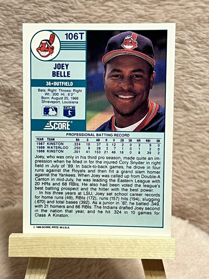 1989 Score Traded Joey Albert Belle #106T Rookie Baseball Card RC ...