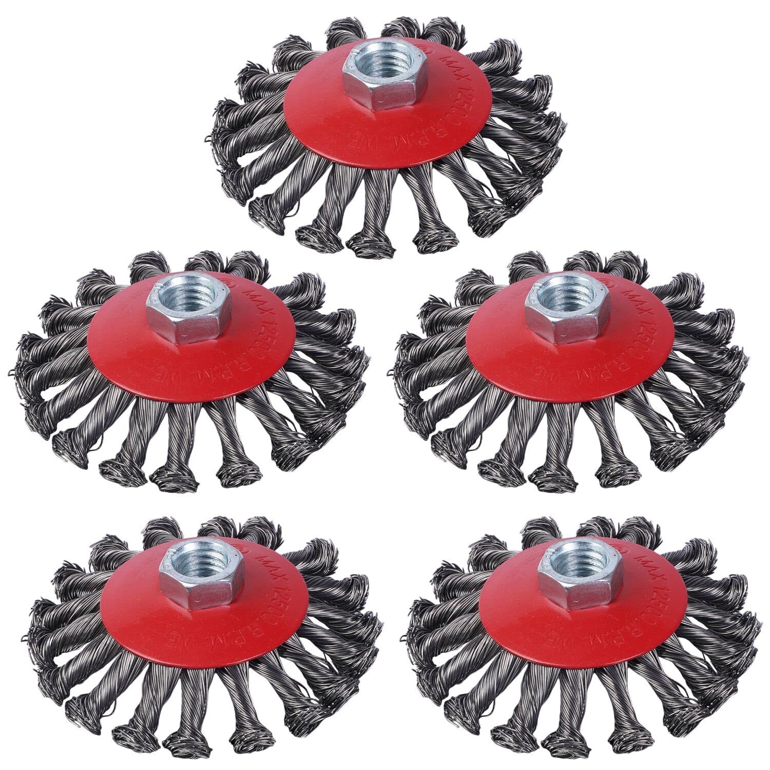 5PCS 4 Inch Twist Knotted Wire Wheel for 4 1/2 Angle Grinder, Wire ...