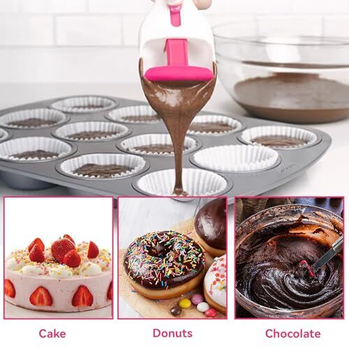 2PCS Cake Batter Dispensing Spoon Cupcake Batter Scoop One Touch Slide ...