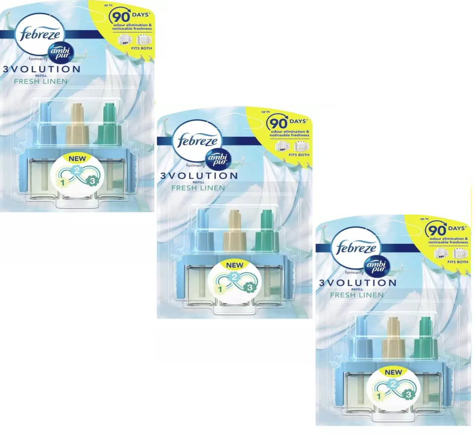 3x 20ml 3volution Febreze Ambi Pur 3Volution Plug In Refills 90 Days ...